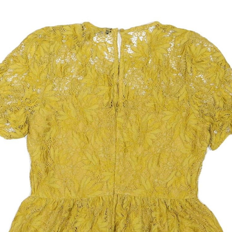 ZARA Womens Yellow Lace Peplum Top Short Sleeve Round Neck XS Elegant ...