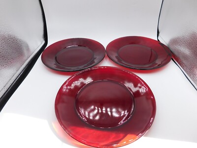 3- 9" PLATES, ANCHOR HOCKING MONARCH ROYAL RUBY RED VINTAGE | eBay