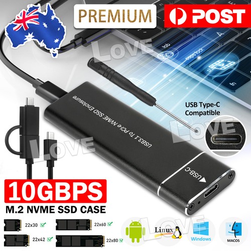 M.2 NVME TO USB Enclosure Type-C Storage Case Adapter SSD SATA External ...
