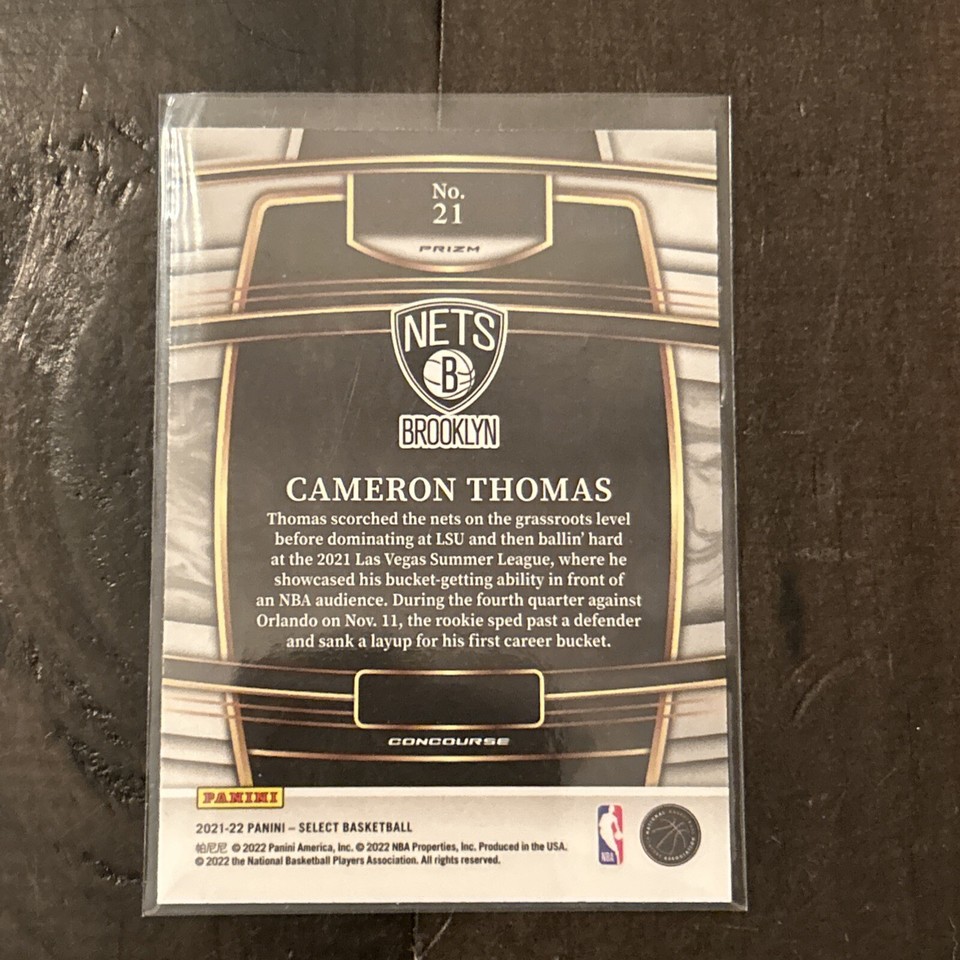 CAMERON THOMAS 2021-22 Panini Select Blue Silver Prizm Concourse Rookie ...