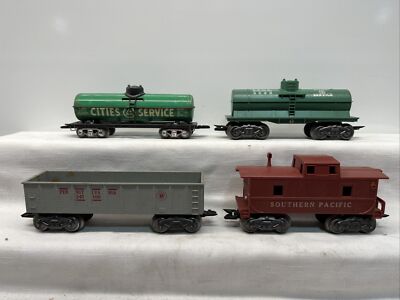 Marx O 4 Car Lot 2532 Cities Tank Car Metal & Plastic Gondola & Caboose ...