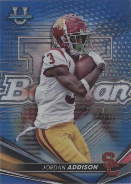 2022-23 Bowman's Best University - Jordan Addison #76 Blue Refractor ...