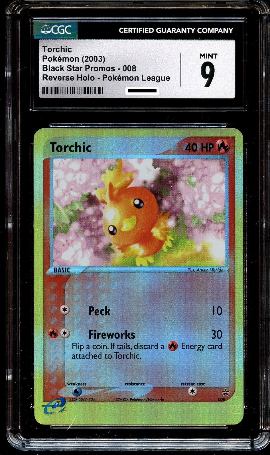 CGC 9 MINT Torchic 008 REVERSE HOLO Black Star League PROMO Pokemon ...