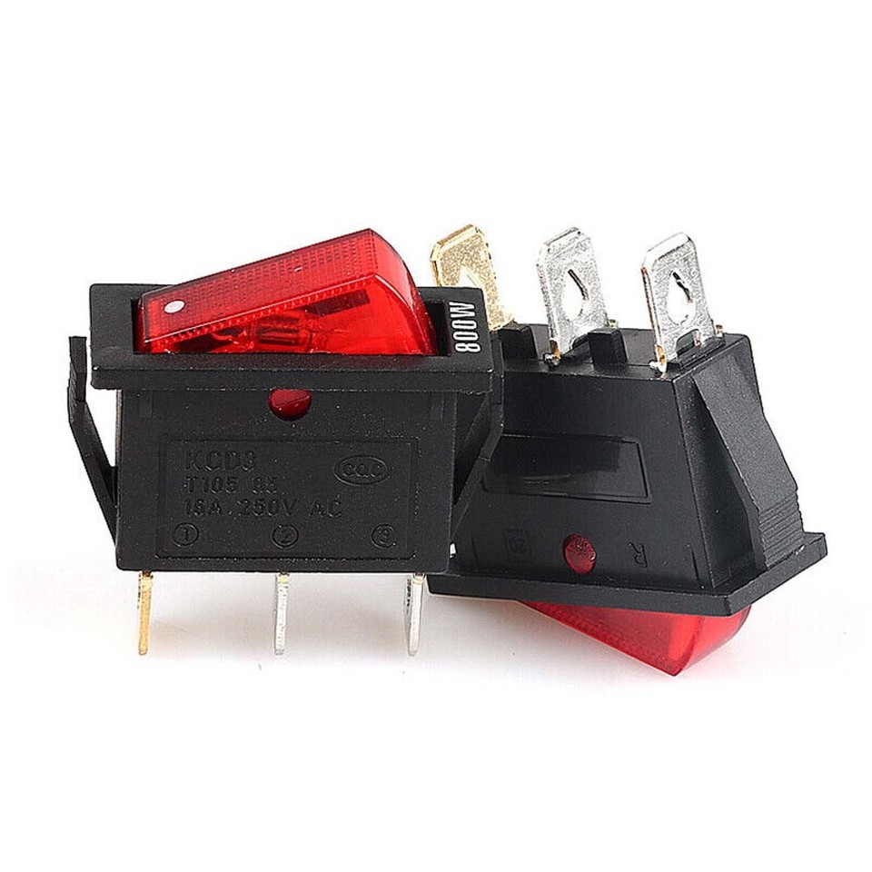 KCD3 Rectangular Latching Neon Rocker Switch ON/OFF 2-3 Pin 2-3 Way ...