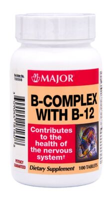 Rugby / Major B-Complex B-12 Vitamins - 100 Tablets | No Gluten (Exp 1 ...