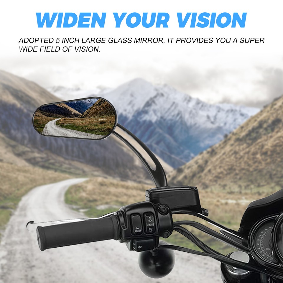 Motorcycle Black Rear View Mirror For Harley Davidson Fatboy Dyna Super ...