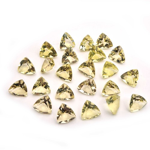 Natural Lemon Quartz Gemstone Trillion Cut Loose Stone Lot 26 Pcs 10 MM ...