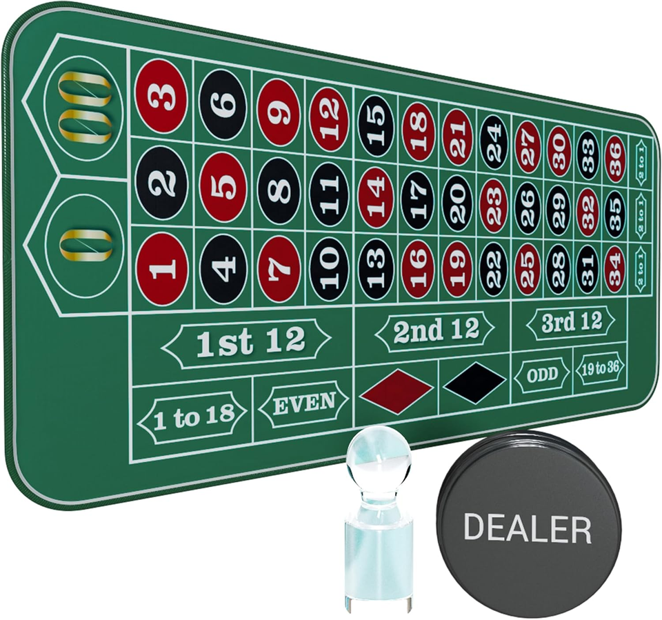Casino Roulette Mat 70" X 35" Rubber Roulette Table Mat Roulette Felt ...