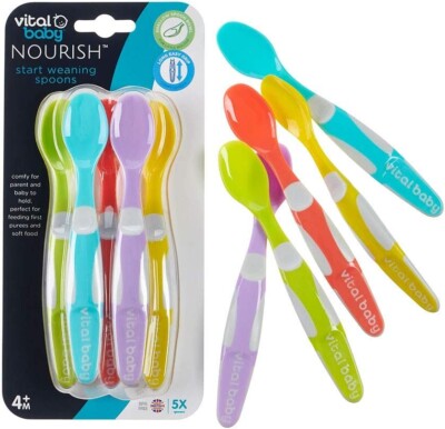 Vital Baby Nourish Start Weaning Spoons - Soft, Flexible & Shallow ...