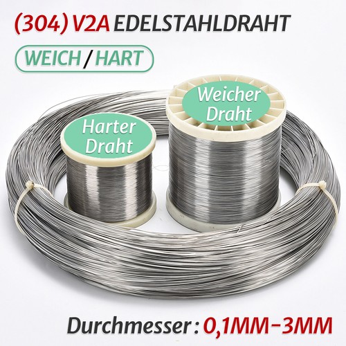 Edelstahldraht Edelstahl Rostfrei V2A Runddraht Drahtseil Draht Ø 0,1mm ...