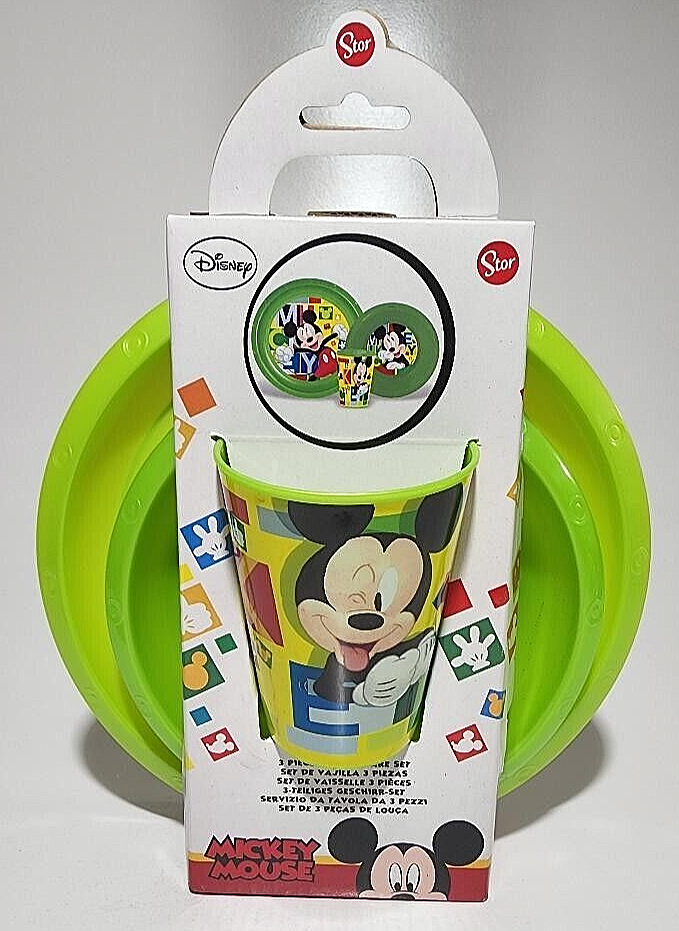 DISNEY MICKEY MOUSE 3PCE KIDS FOOD MEALTIME SET MICROWAVE SAFE | eBay