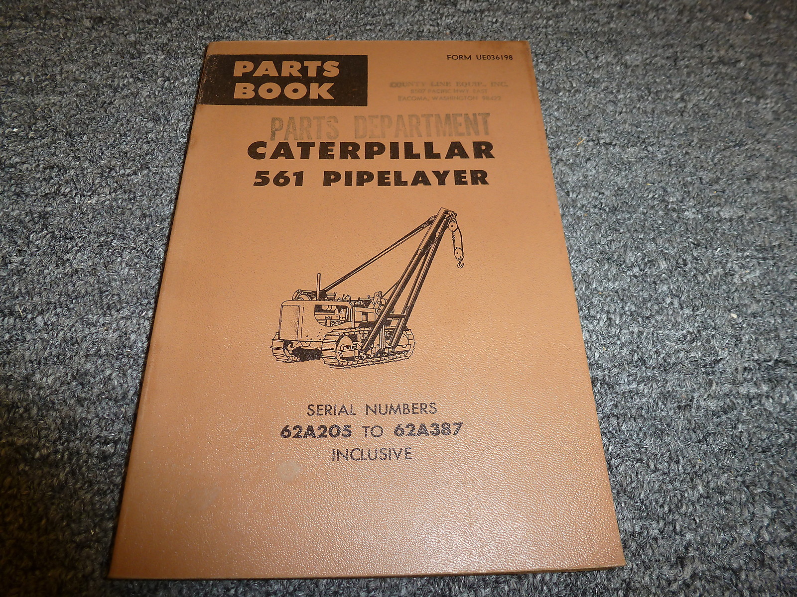 Caterpillar Cat 561 Pipelayer Parts Catalog Manual Book S/N 62A205 ...