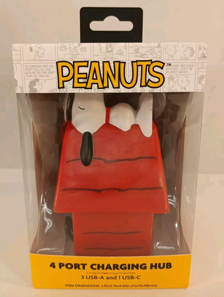 Peanuts Snoopy House 4 Port Charging Hub - USB - 3 USB A and 1 USB C ...