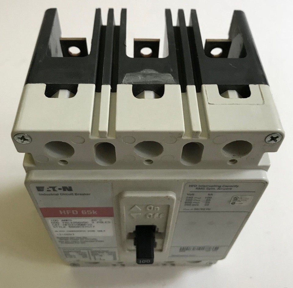HFD3100 Eaton Cutler Hammer 100 Amp 480V 3 Pole Bolt On Circuit Breaker ...
