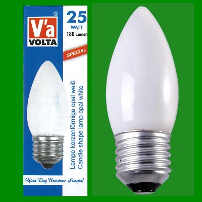 4x 25W Volta Opal Incandescent Filament Dimmable Candle ES E27 Light ...