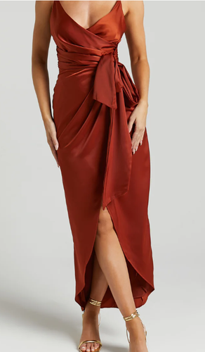 🔥Showpo Copper Satin Dress Size 12 BNWT – Formal Evening Cocktail ...