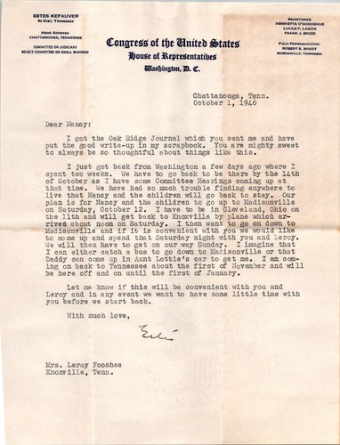 1946 Signed Estes Kefauver Letter Talks of His Schedule Congress ...