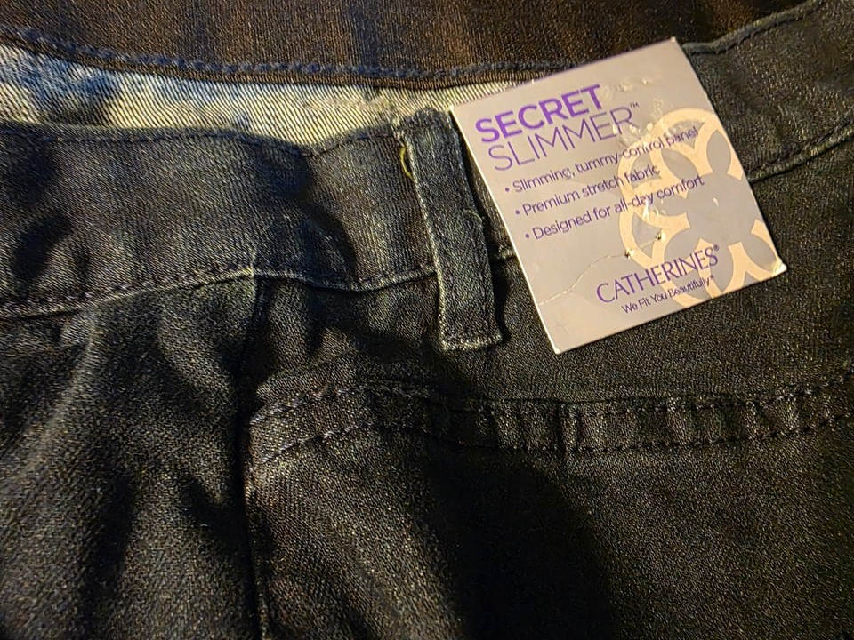 Catherines Womens Jeans High Rise Stretch Blue Denim Dark Wash Petite ...