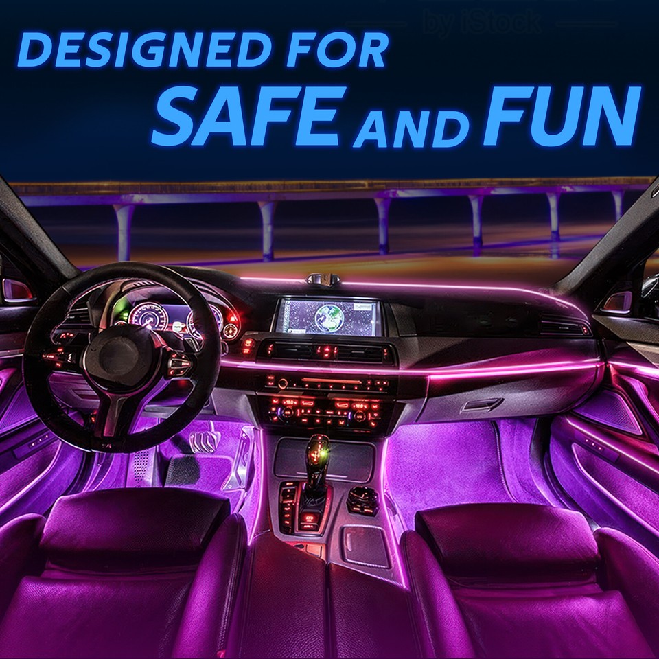 10m RGB 8 in 1 Car Interior LED Strip Lights Car Ambient Decor Neon ...