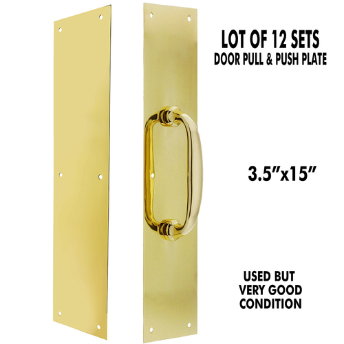 Brass Handle Commercial Door Pull, with Push Plate - 24 pcs Good ...
