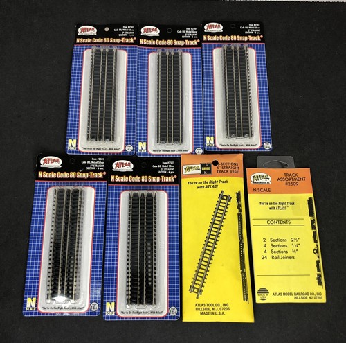 Atlas N Scale Code 80 Snap-Track 5" Straight Section #2501 Assortment ...