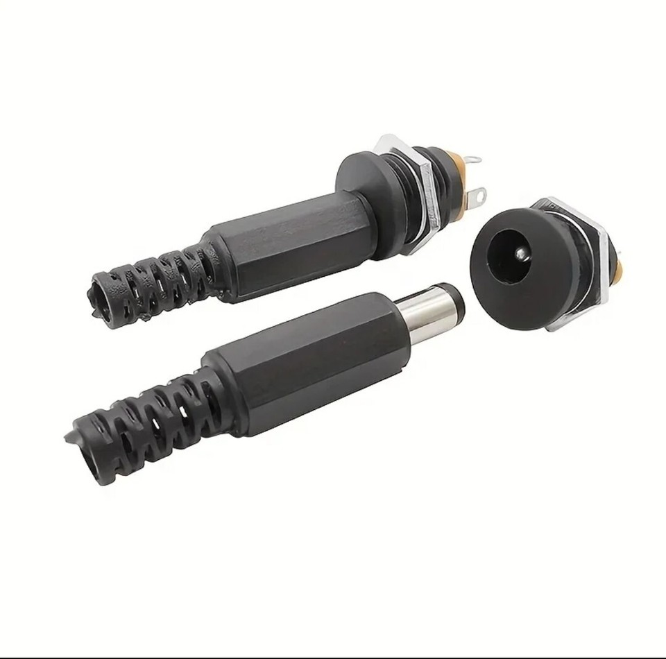 5 Pairs 12V DC Power Male Jack Plug Female Panel Mount Socket Barrell ...