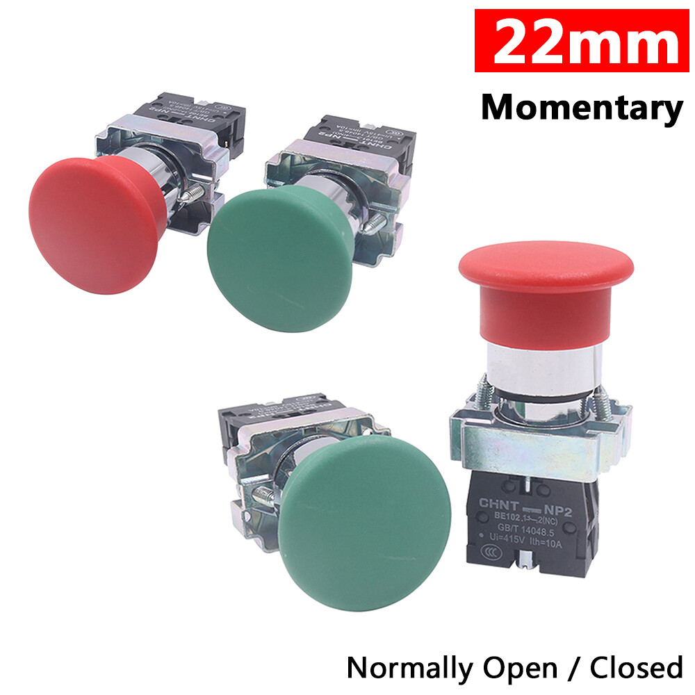 1NO 1NC Contact 22mm Emergency Stop Push Button Switch - 1NO 1NC Red ...