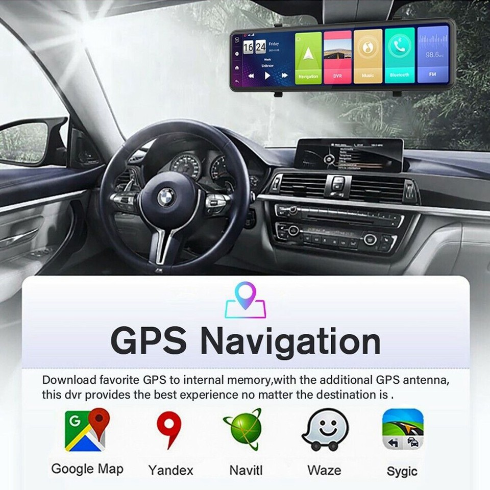 360¬∞ Panoramic 4G Car Dash Cam Rearview Mirror Camera Android 8.1 GPS ...