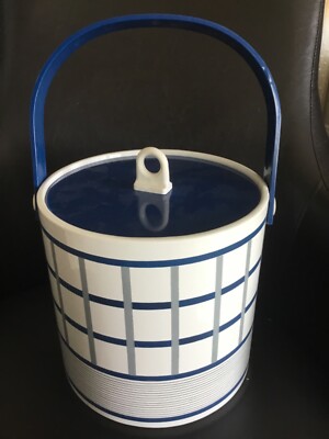 Vintage Geometric Striped Hard Plastic Covered Ice Bucket | eBay