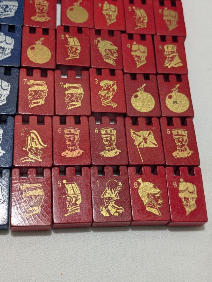 Vintage 1961 Stratego Board Game Replacements Wooden Pieces 37 Red 40 ...