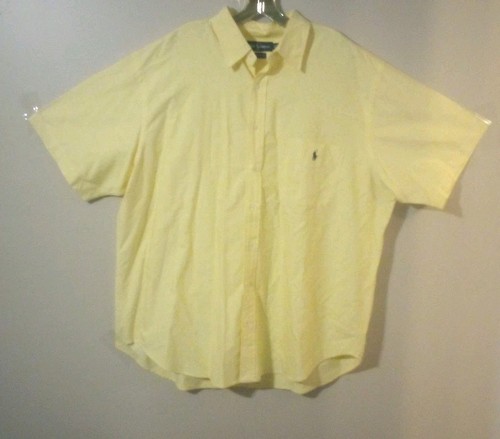 Ralph Lauren Mens XXL Big - Yellow Cotton Short Sleeve Button Down ...