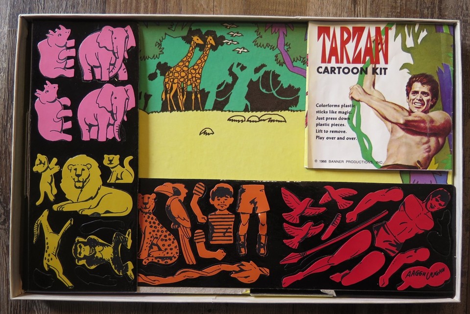 Vintage RARE 1966 Tarzan Cartoon Kit Colorforms Toy | eBay