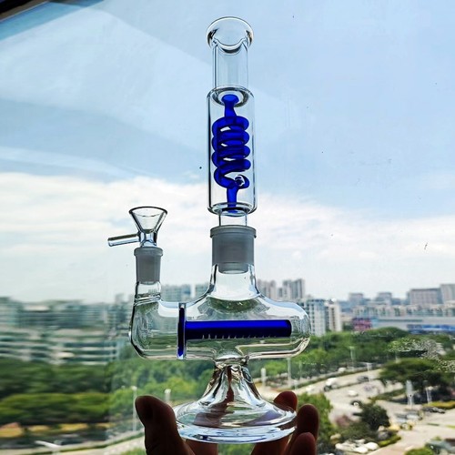 Helix Coil Glass Bong Freezable Water Pipe Smoking Rig Spiral Hookah ...