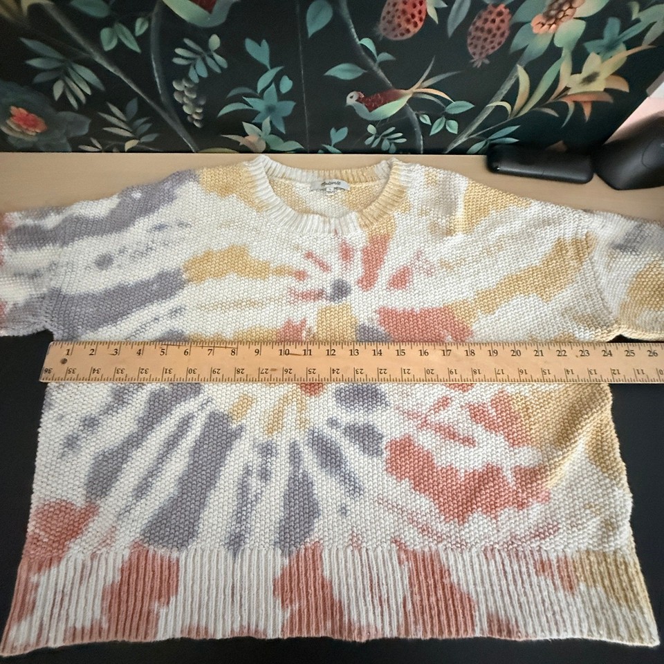 Madewell Tie Dye Knit cropped Sweater Pullover Round Neck Long Sleeve ...