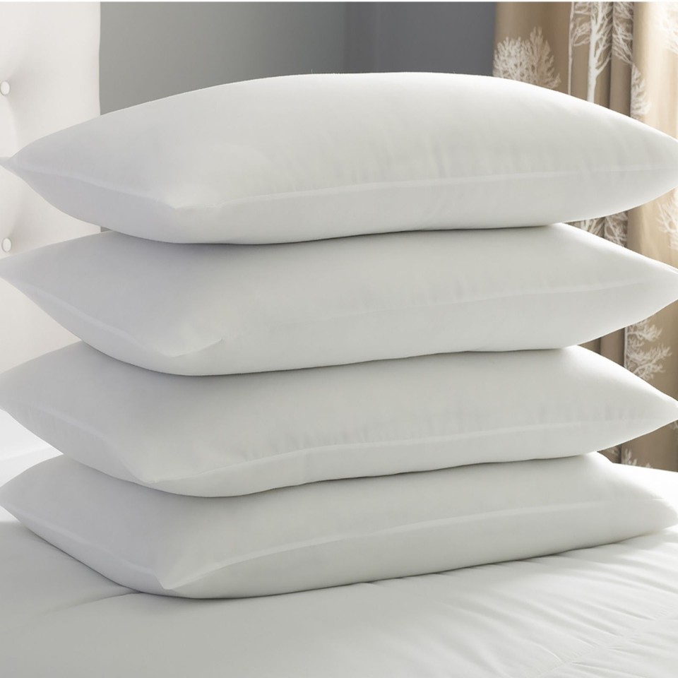 Leo Pack Of 4 Hollowfibre Pillows Filled Bounce Back Super Firm Quilted ...