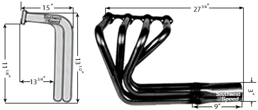 SBF 260-351 V8 Sprint Roadster Header Kit T-Bucket Model A 3" Collector