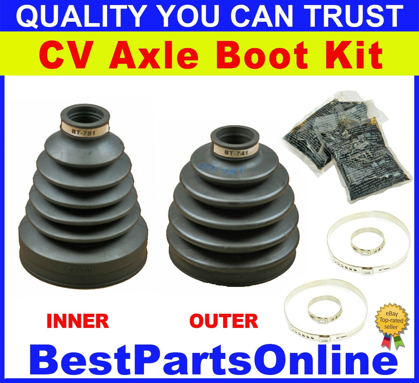 CV Axle Boot Kit for Dodge Ram 1500 4WD 2002-2005 Front Inner & Outer ...