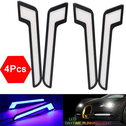 4PCS Blue L Shape COB LED Lights Car Daytime Running Driving Bulbs DRL ...