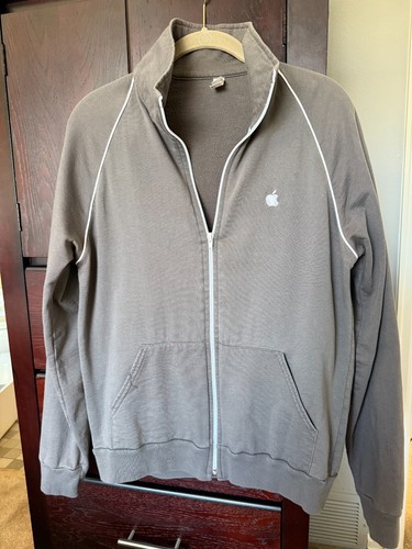 American Apparel Gray Apple Logo Full Zip Track Employee Jacket Cotton ...