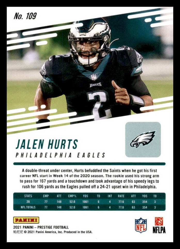 2021 Panini Prestige Jalen Hurts #109 Philadelphia Eagles | eBay