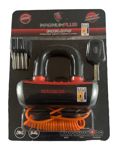 Magnum Plus Security Level 8 Cyclops Motorcycle Disc Padlock 55 X 55 X ...