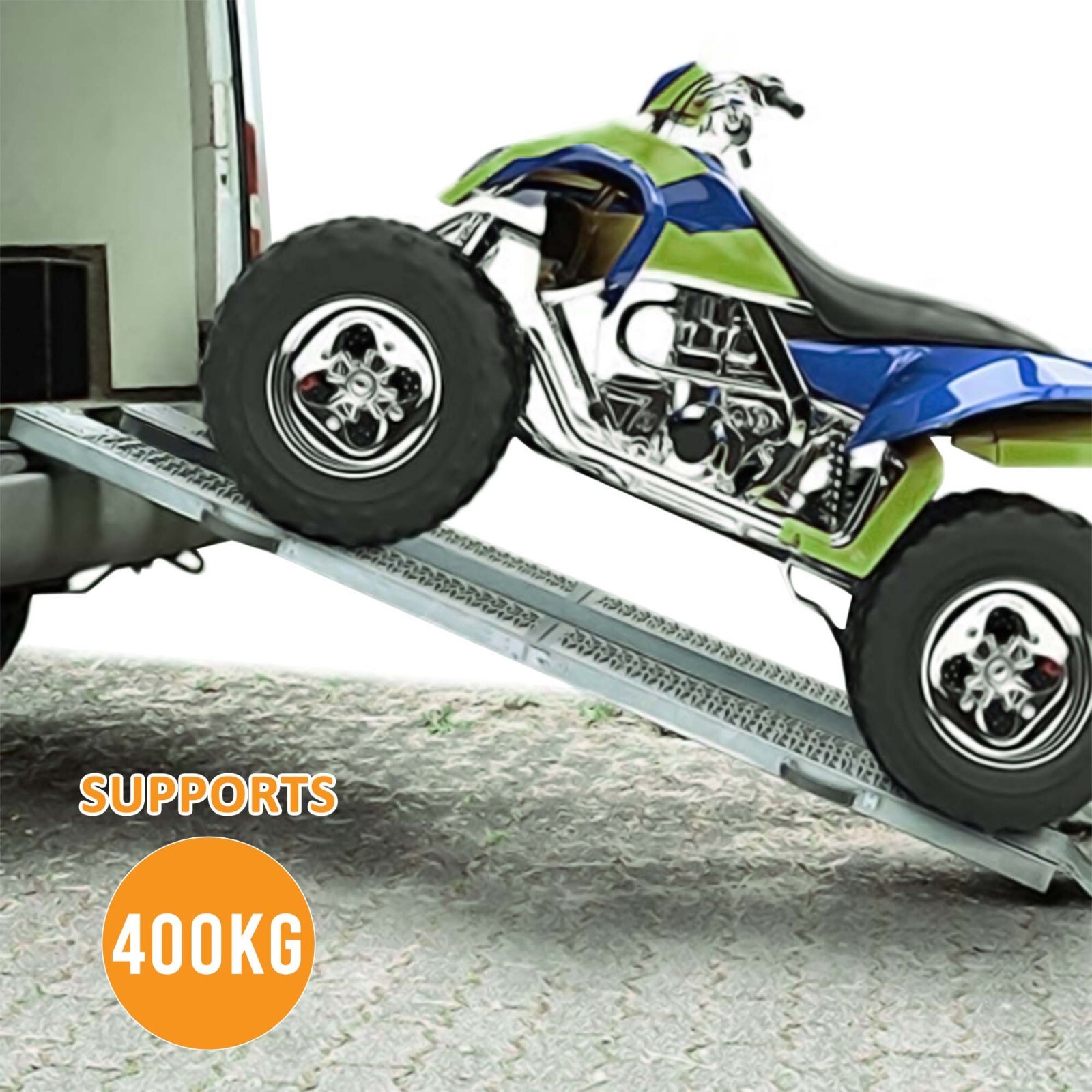 2 x Foldable Aluminum Steel Loading Ramp Mower Bike Vehicle Garage Tool ...