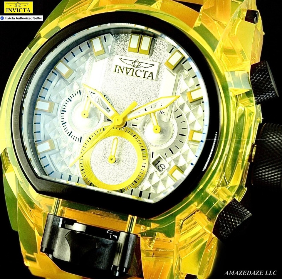 NEW Invicta Men Bolt Zeus Magnum 52mm Anatomic Chrono Dual Mvmt YELLOW ...