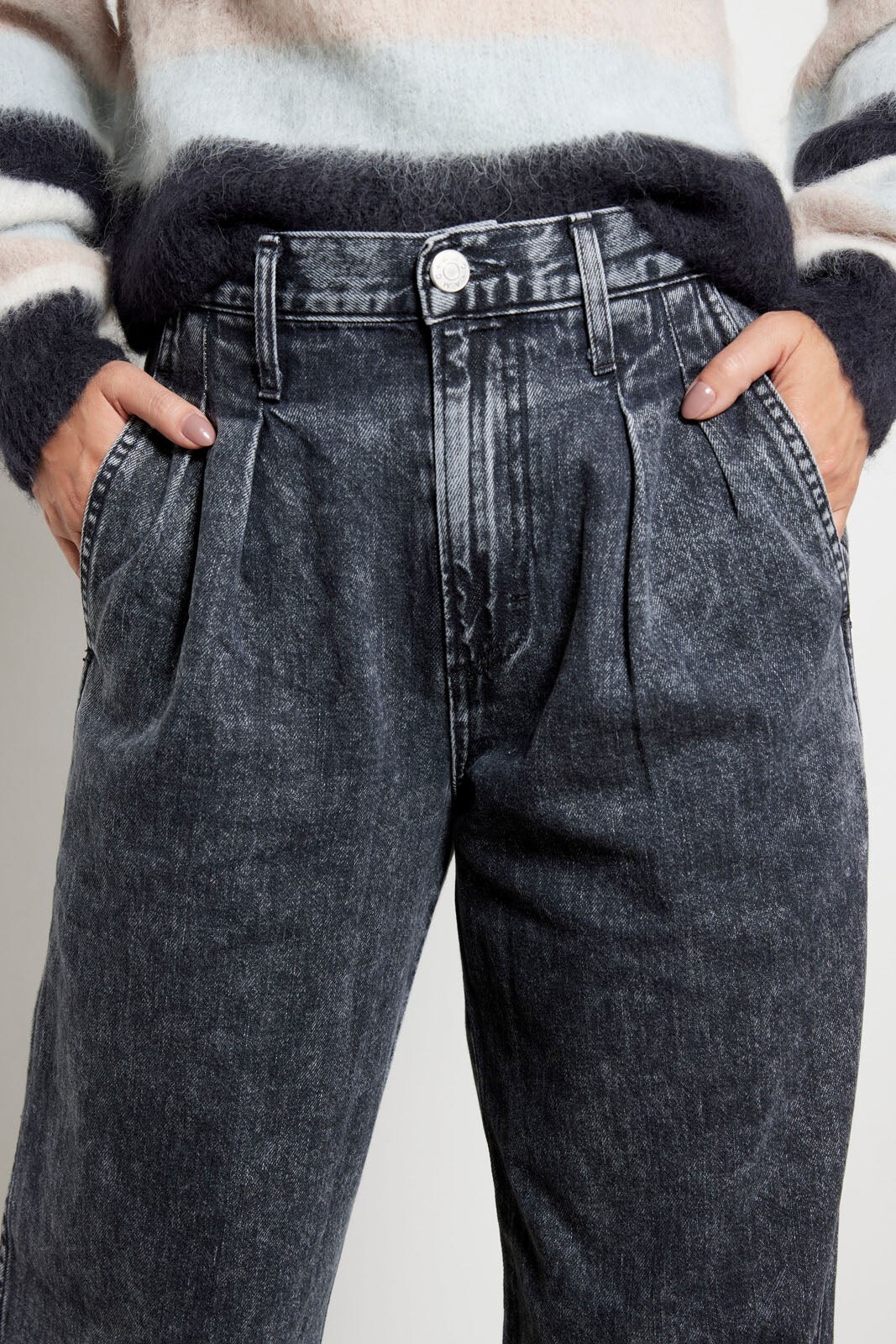 Vylette Women's Pleated High Rise Barrel Tapered Leg … - Gem