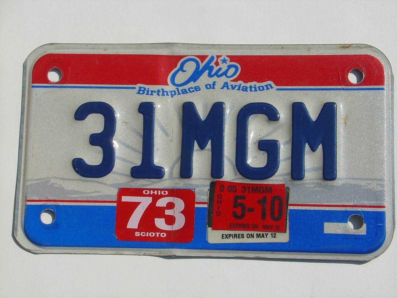 2010 Ohio Motorcycle License Birthplace of Aviation Red White & Blue OH ...