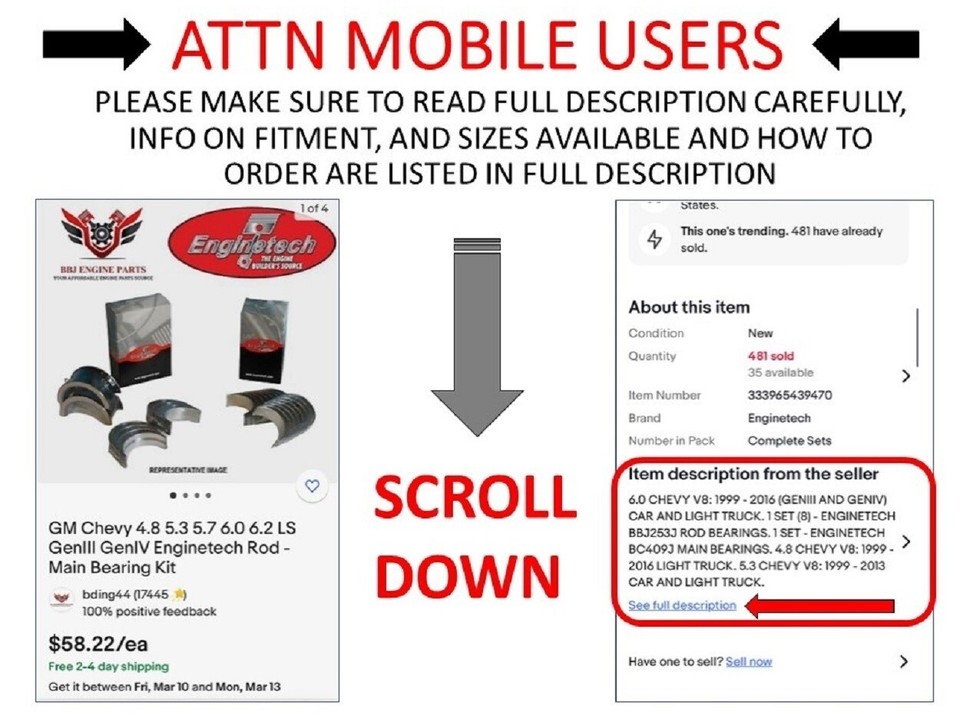 Chevy Chevrolet GMC 327 350 5.7 SBC 1968 - 1985 Enginetech Rering ...