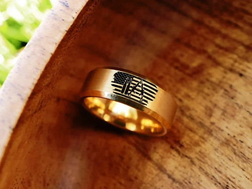Golden Unisex Adults Tungsten Bullets American Flag Jewelry Wedding ...