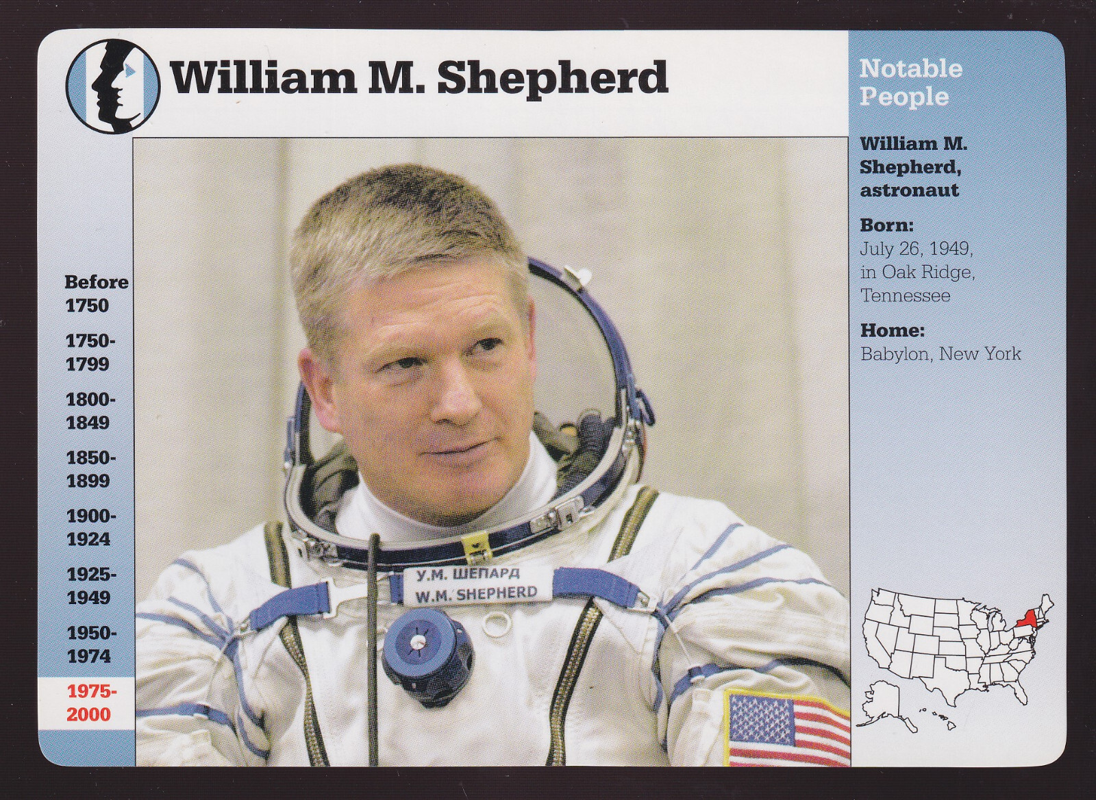 WILLIAM M. SHEPHERD Nasa Astronaut Navy Captain GROLIER STORY OF AMERICA CARD | eBay