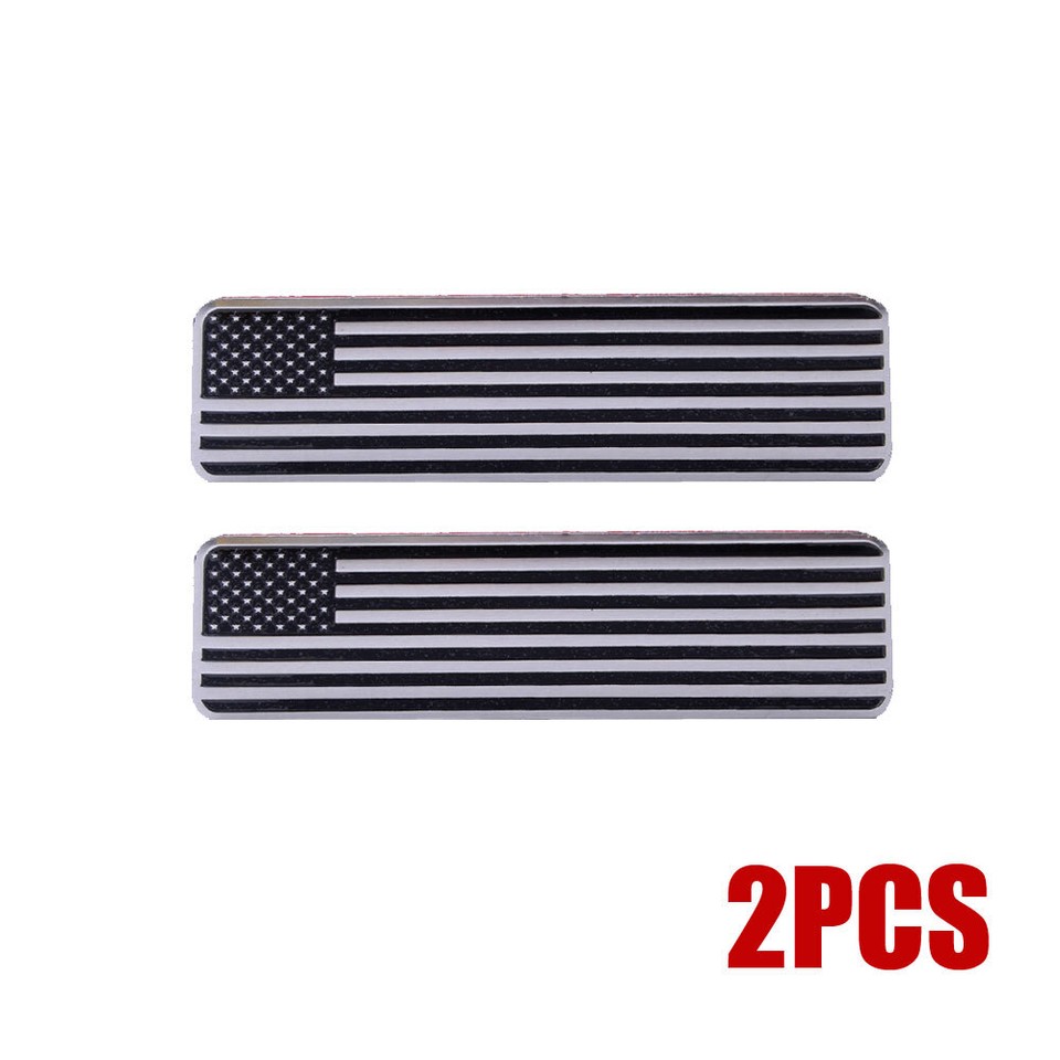 2x USA American Metal Flag Black Car Trunk Emblem Badge Decal Stickers ...