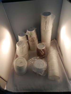 100 - ASSORTMENT OF DISPOSABLE COFFEE CUPS W/ LIDS & WATER CUPS | eBay